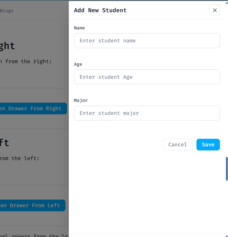 Multi direction React Drawer Component with Tailwind CSS